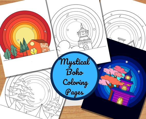 Mystic Coloring Pages Magical Landscape Coloring for Adults - Etsy