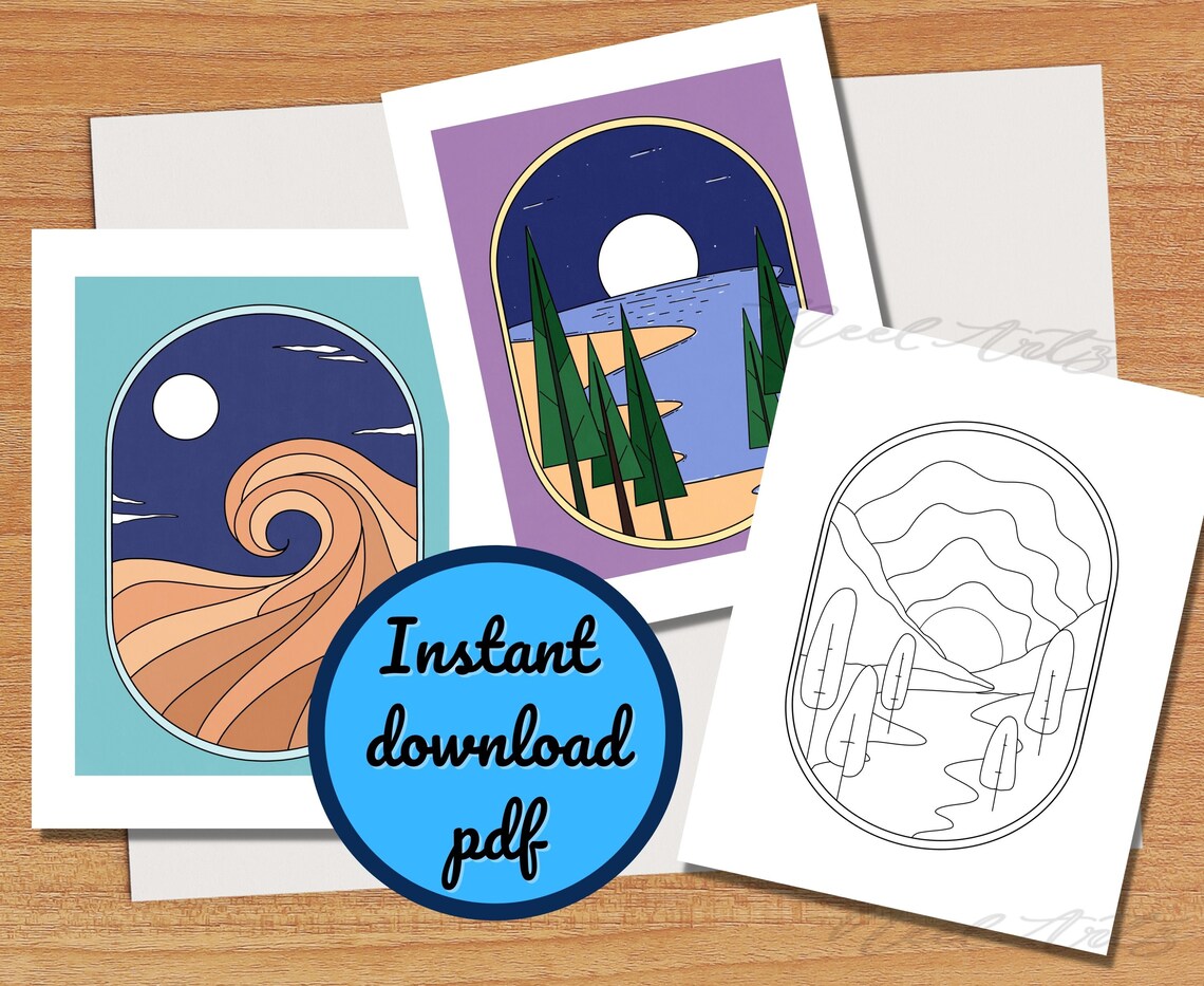 Boho Summer Coloring Pages Boho DIY Wall Art Printable Adult - Etsy