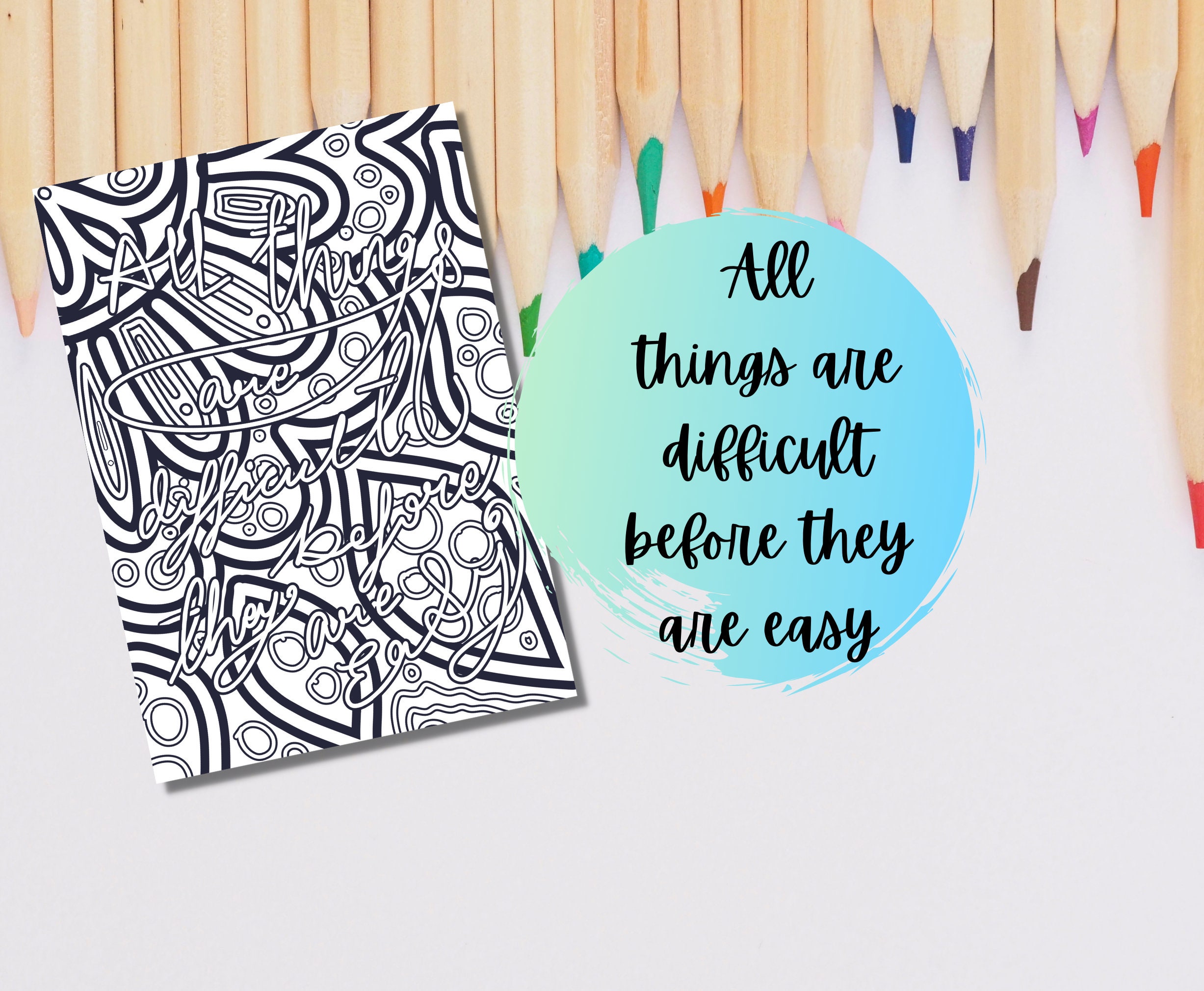 Stress Relief Quotes Coloring Pages for Adults, Self Care Adults ...