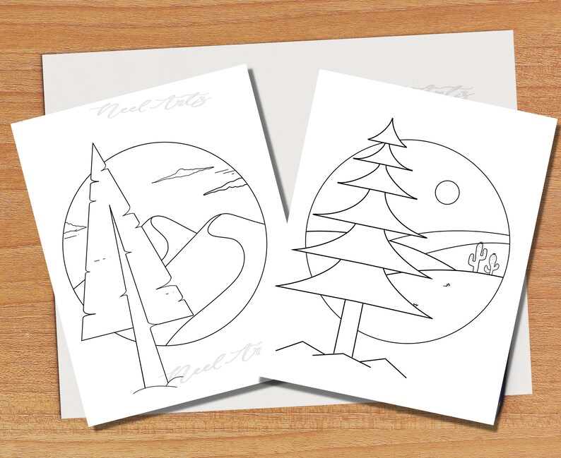 Trees and Landscape Coloring Pages, Bohemian Style Coloring Sheets ...