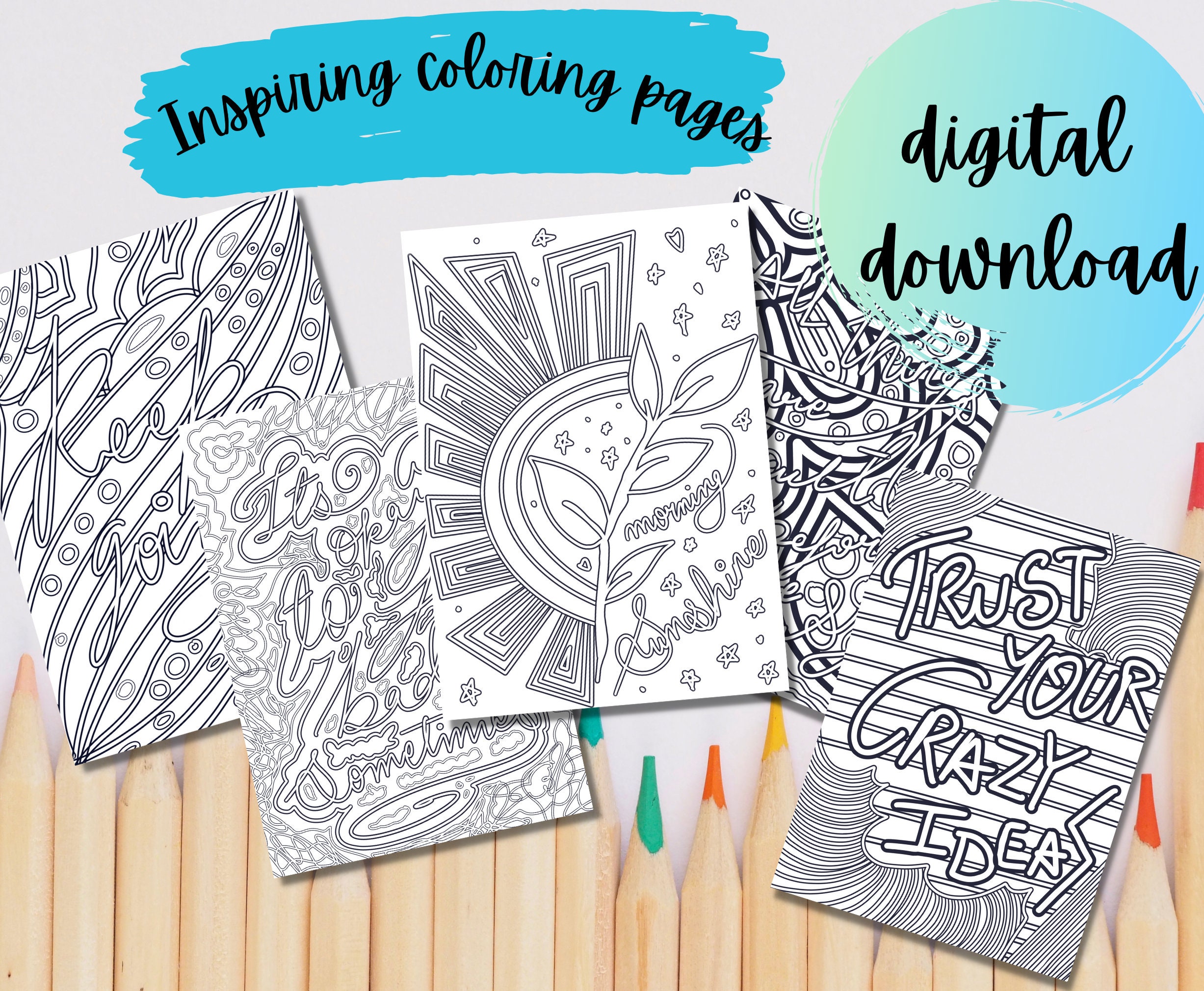 Stress Relief Quotes Coloring Pages for Adults, Self Care Adults ...