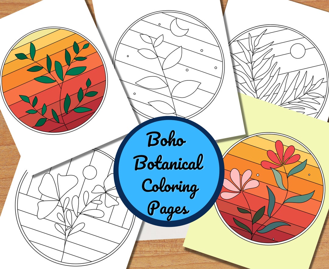 Boho Botanical Coloring Pages, Floral Coloring Book, Procreate Coloring ...