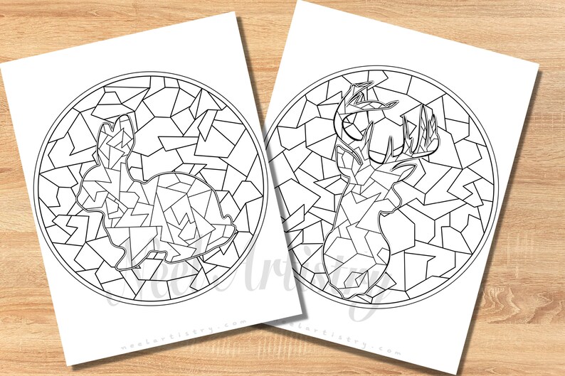 Printable Mosaic Coloring Pages for Adults, Kaleidoscope Animal ...