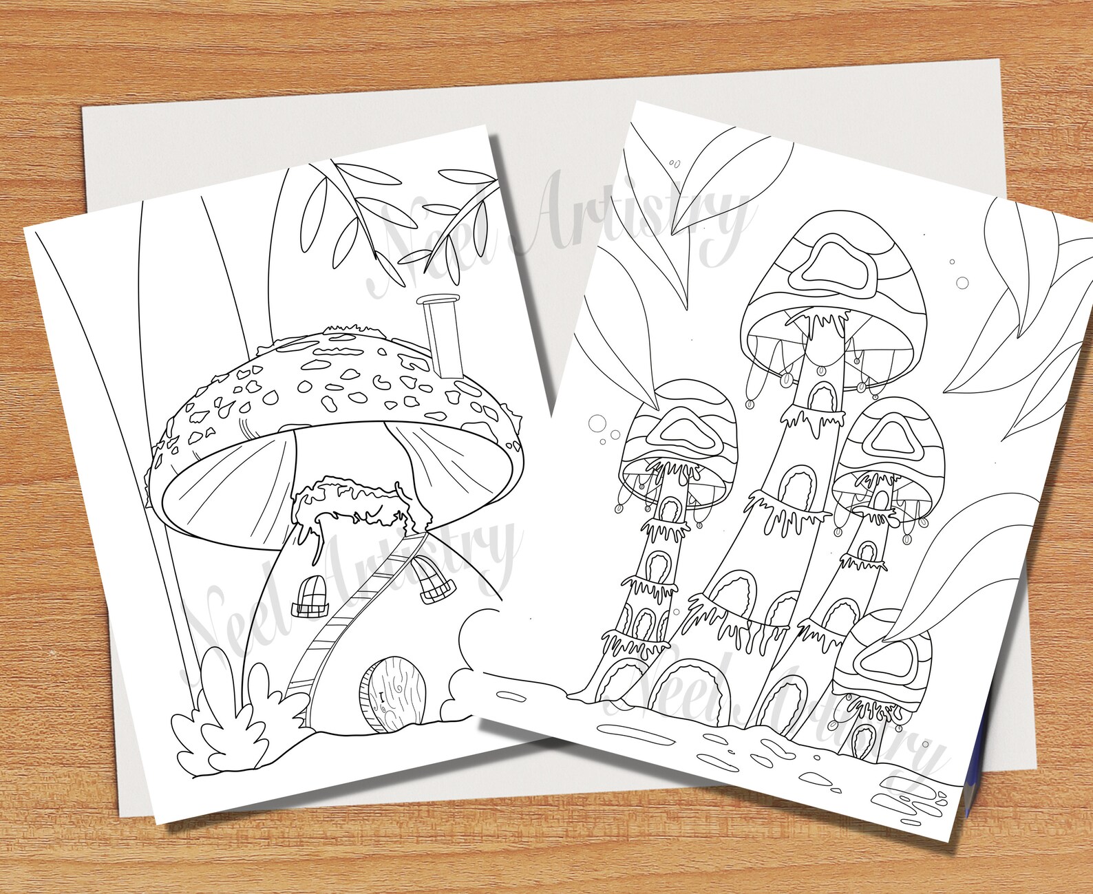 Mushroom Fairy House Coloring Pages Magic Mushroom Printable - Etsy