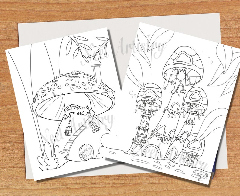 Mushroom Fairy House Coloring Pages, Magic Mushroom Printable Sheets ...