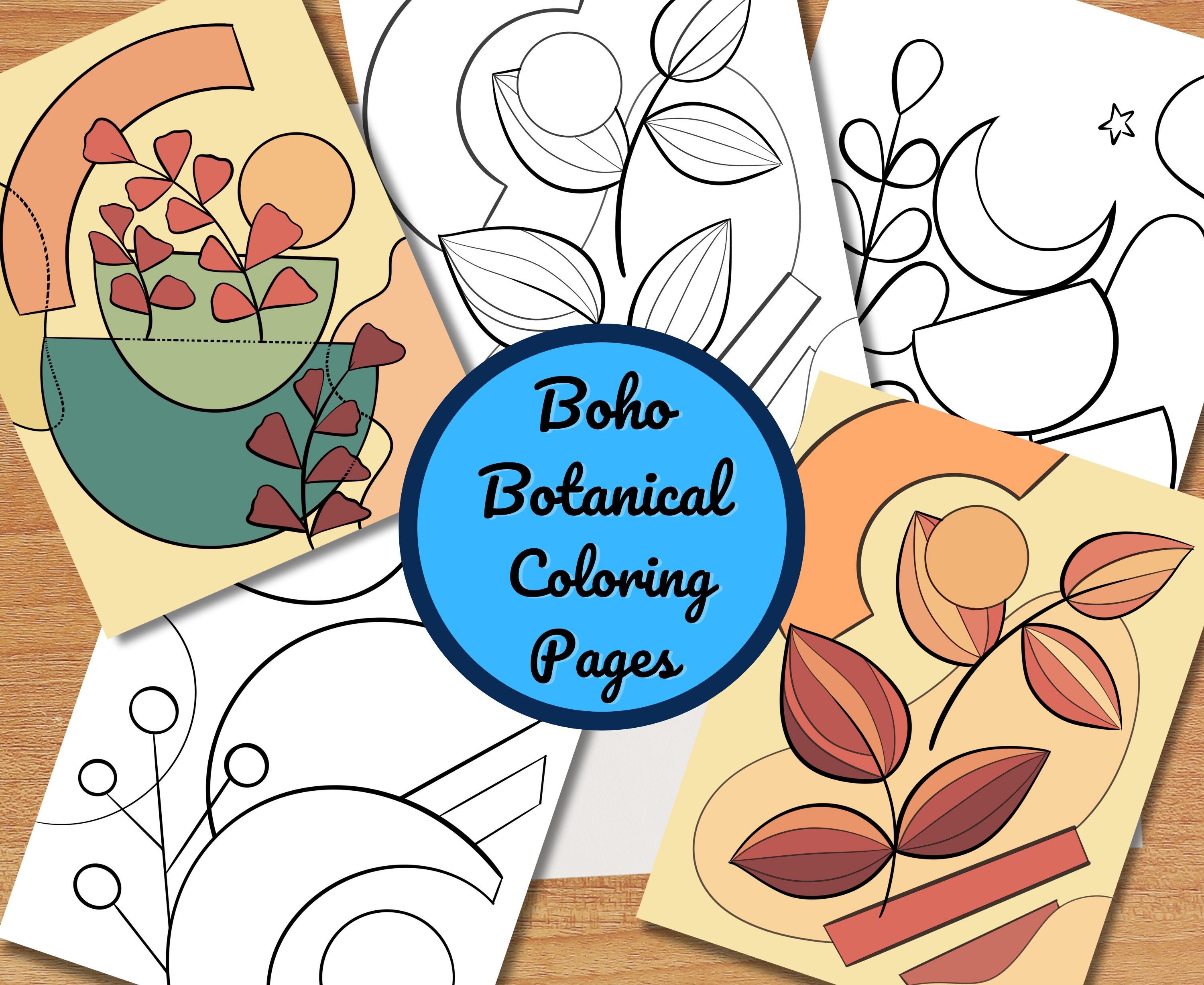 Boho Coloring Pages for Kids and Adults, Boho DIY Wall Art, Printable ...