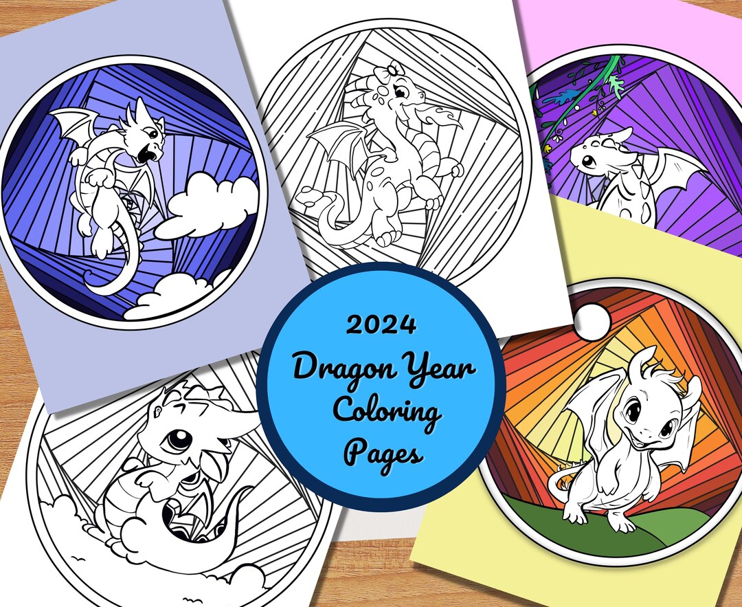 Year of Dragon Coloring Pages for Kids and Adults, Printable and ...