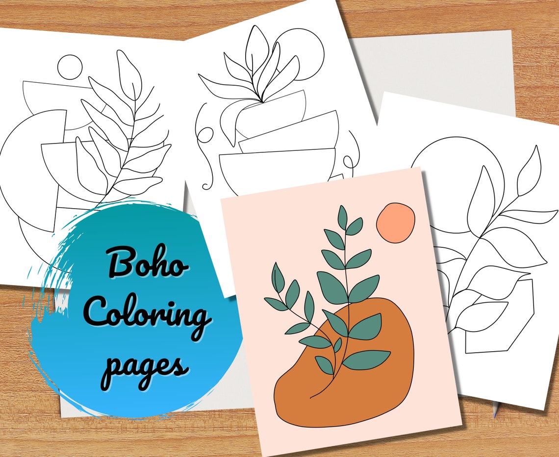 Boho Coloring Pages for Kids and Adults Boho DIY Wall Art - Etsy