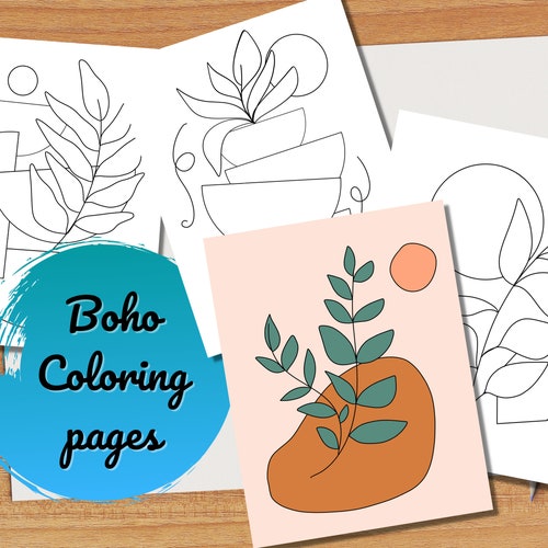 Boho Coloring Pages for Kids and Adults Boho DIY Wall Art - Etsy