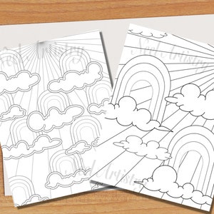 Rainbow Coloring Pages, Printable Abstract Line Art, Boho Rainbow ...