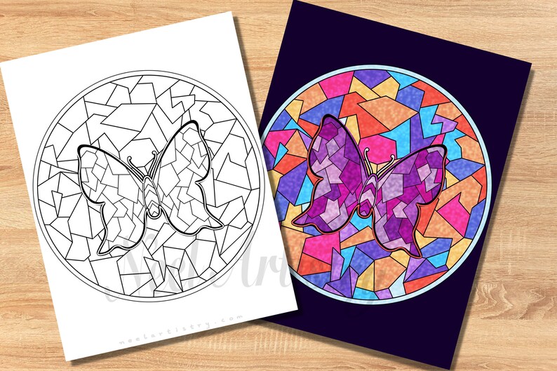 Printable Mosaic Coloring Pages for Adults, Kaleidoscope Animal ...
