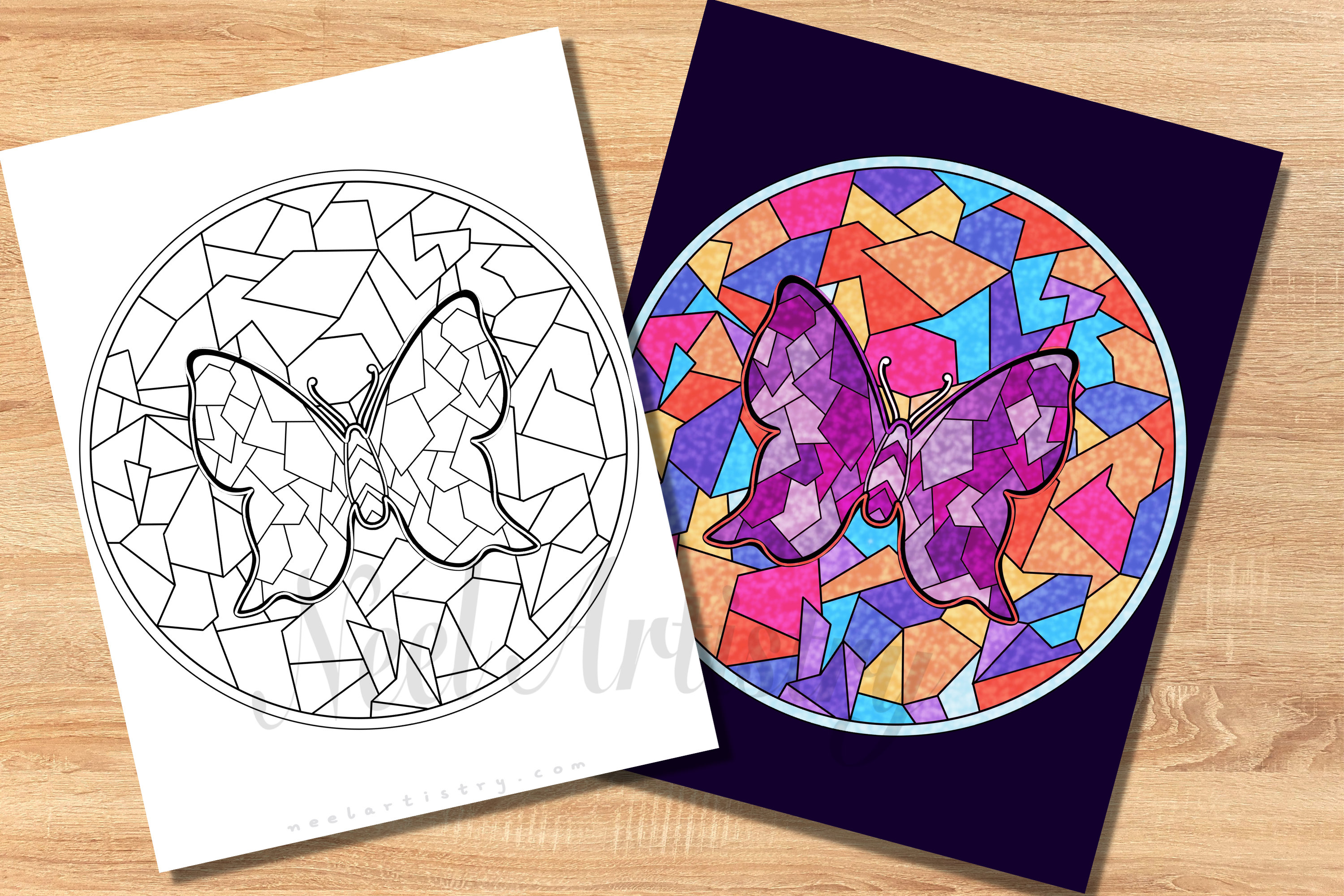 Printable Mosaic Coloring Pages for Adults, Kaleidoscope Animal ...