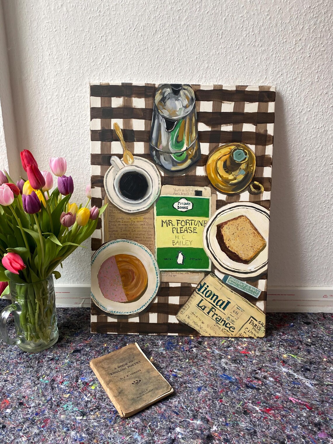 Retro Breakfast Still Life Original Oil Painting: Vintage Cafe Art ...