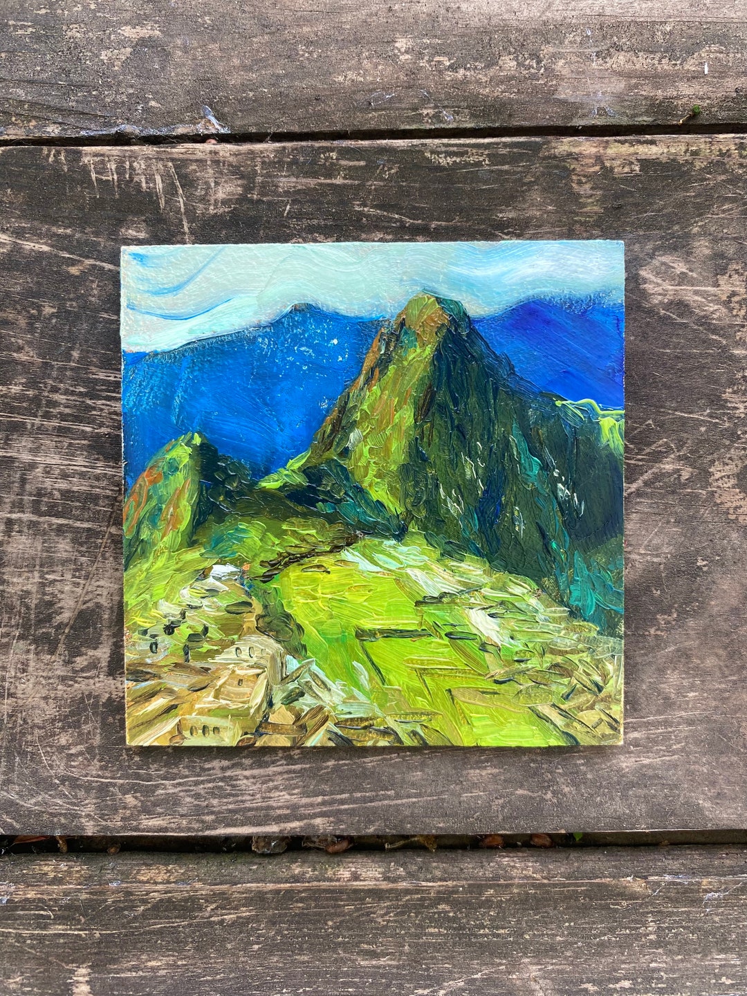 Original Machu Picchu Peru Painting 4x4 Painting of Lost City of the ...
