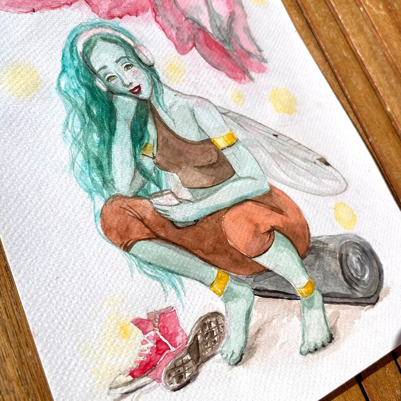 Pixie Fairy Original Art Watercolor Painting 9.5 by 7 - Etsy