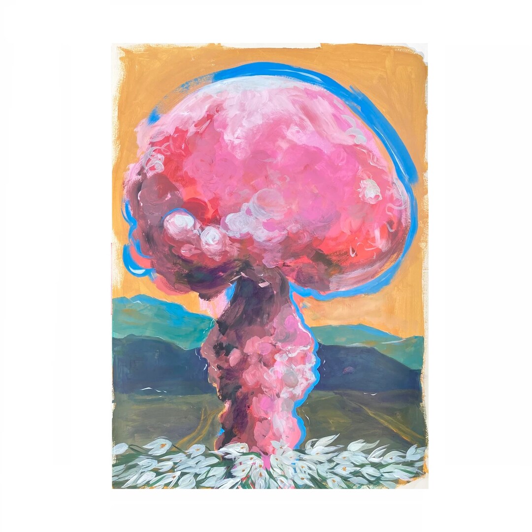 Barbenheimer Pink Atomic Bomb Nuclear Mushroom Cloud Wall Art Decor ...