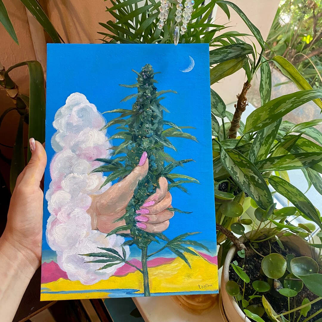 Original Oil Painting of Weed Marijuana Tarot, 12 X 8. - Etsy