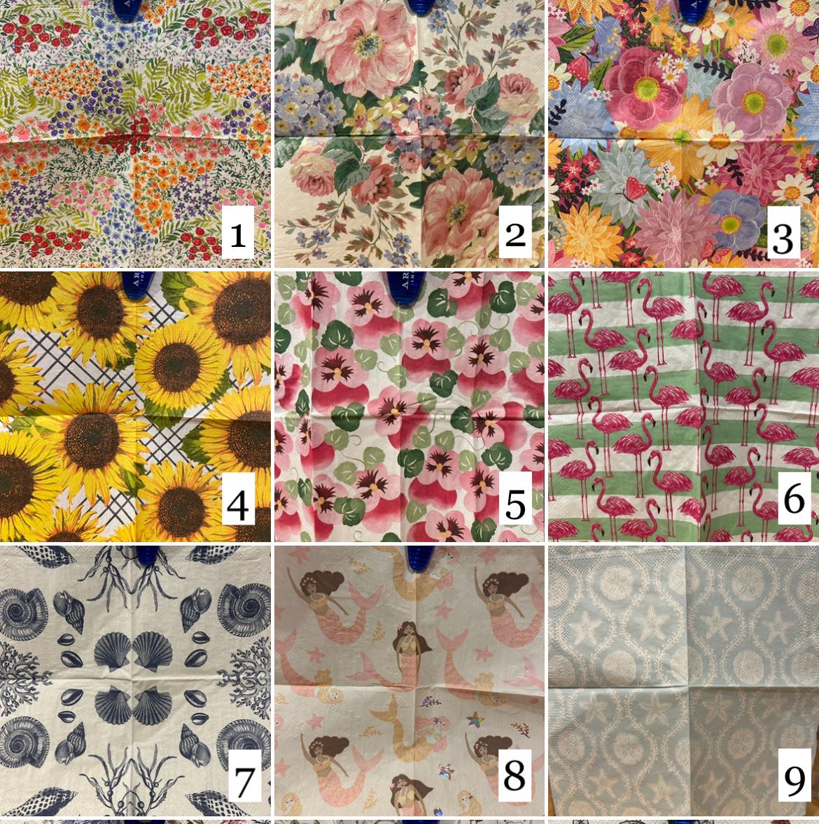 Napkins for Decoupage, Lots of Prints Including Ocean, Coastal, Holiday ...