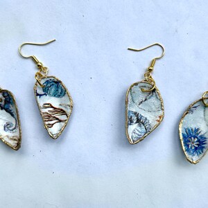 Mini Mussel Shell Nautical Earrings - Handmade Decorative Decoupage ...