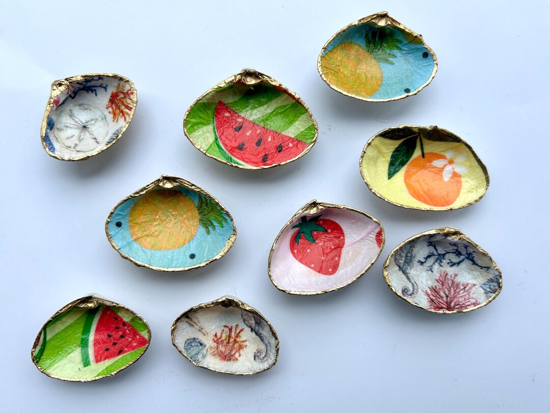 Clam Shell Magnets - Set of 3 Decoupage Decorative Handmade ...