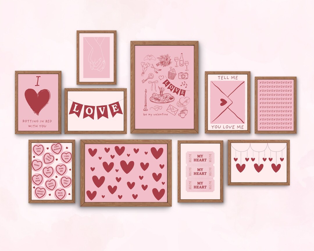 Valentine's Day Gallery Wall Bundle | Set of 10 Trendy Valentine's Day ...