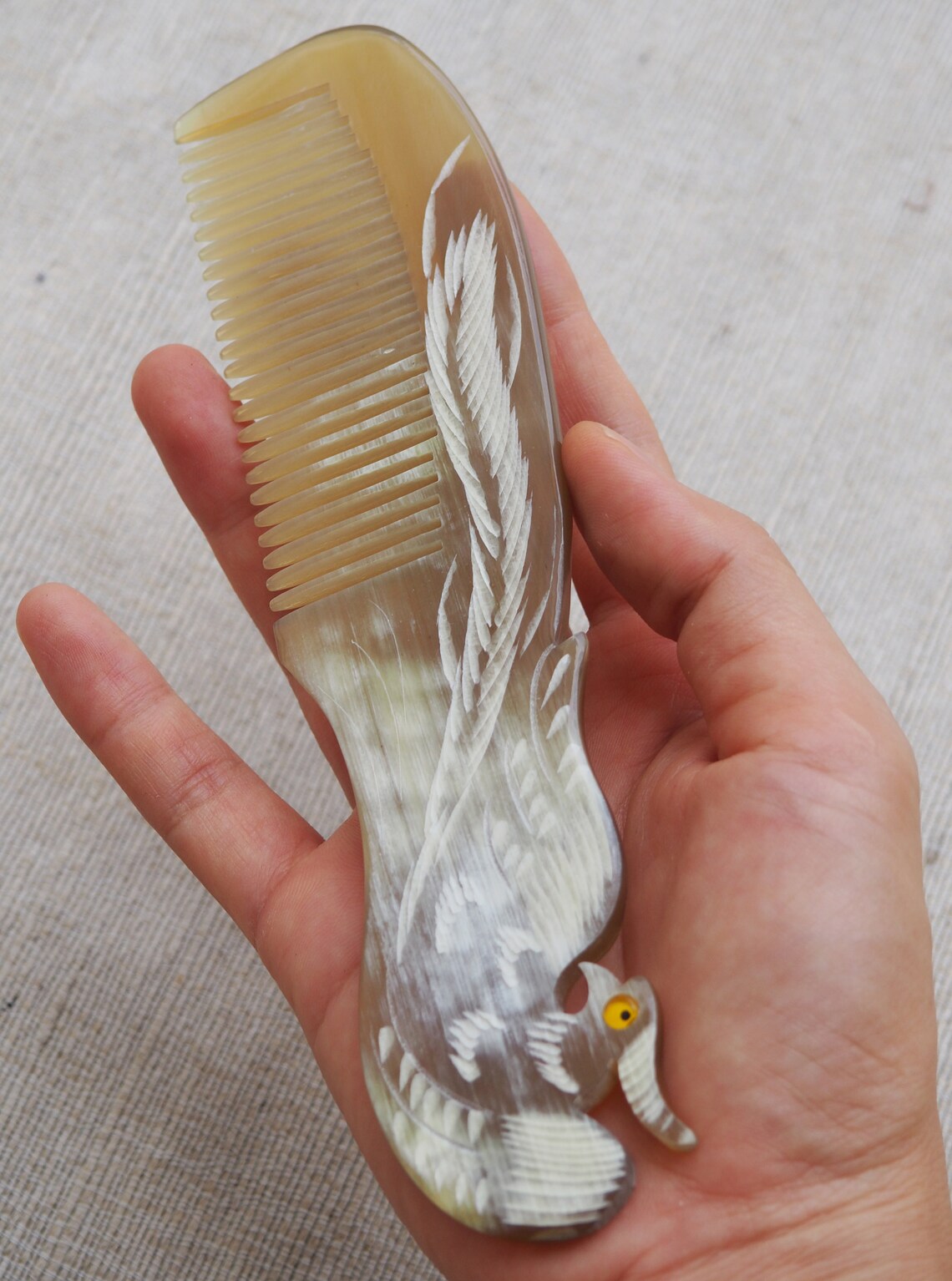 Natural Buffalo Horn Hair Comb Phoenix HC1 | Etsy