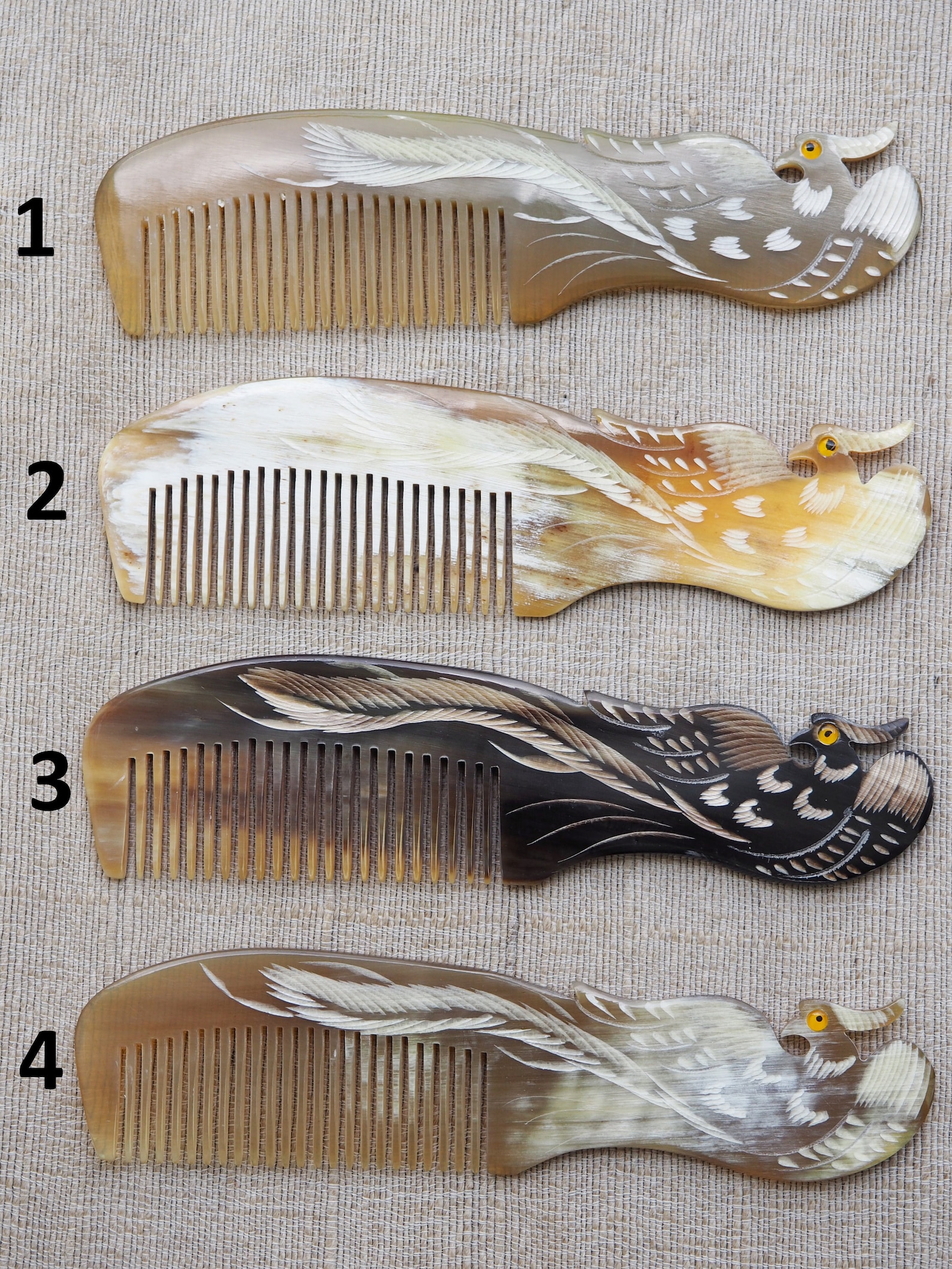 Natural Buffalo Horn Hair Comb Phoenix HC1 - Etsy