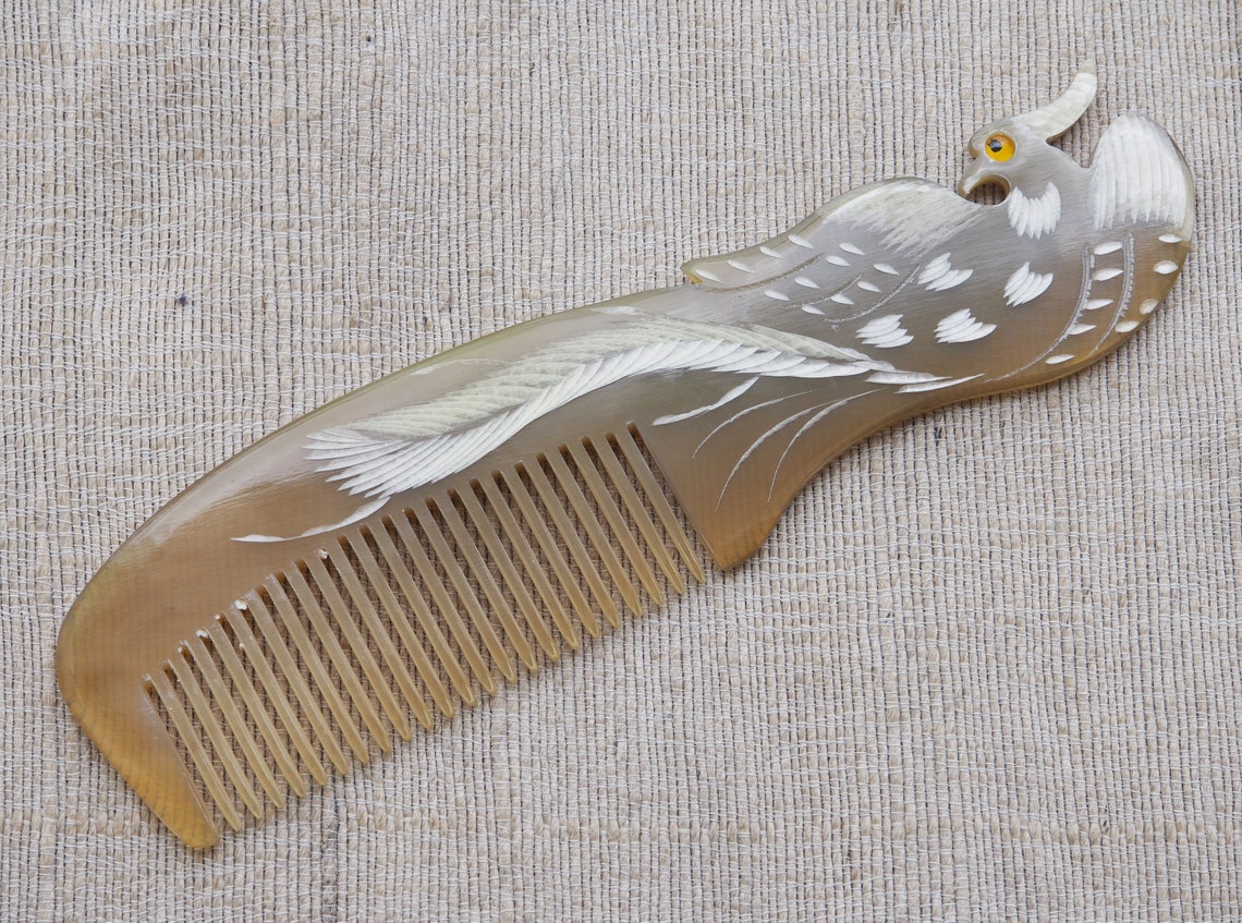 Natural Buffalo Horn Hair Comb Phoenix HC1 | Etsy