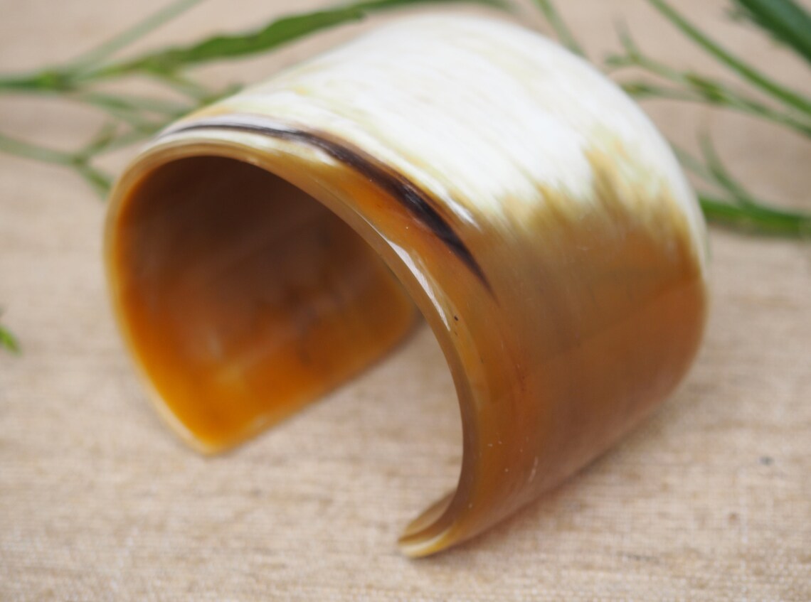 Natural Buffalo Horn Bracelet Cuff 2 high 5 cm Bangle | Etsy