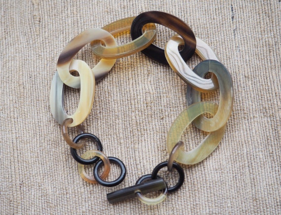 Natural Buffalo Horn Chain Bracelet Chunky CB1 | Etsy