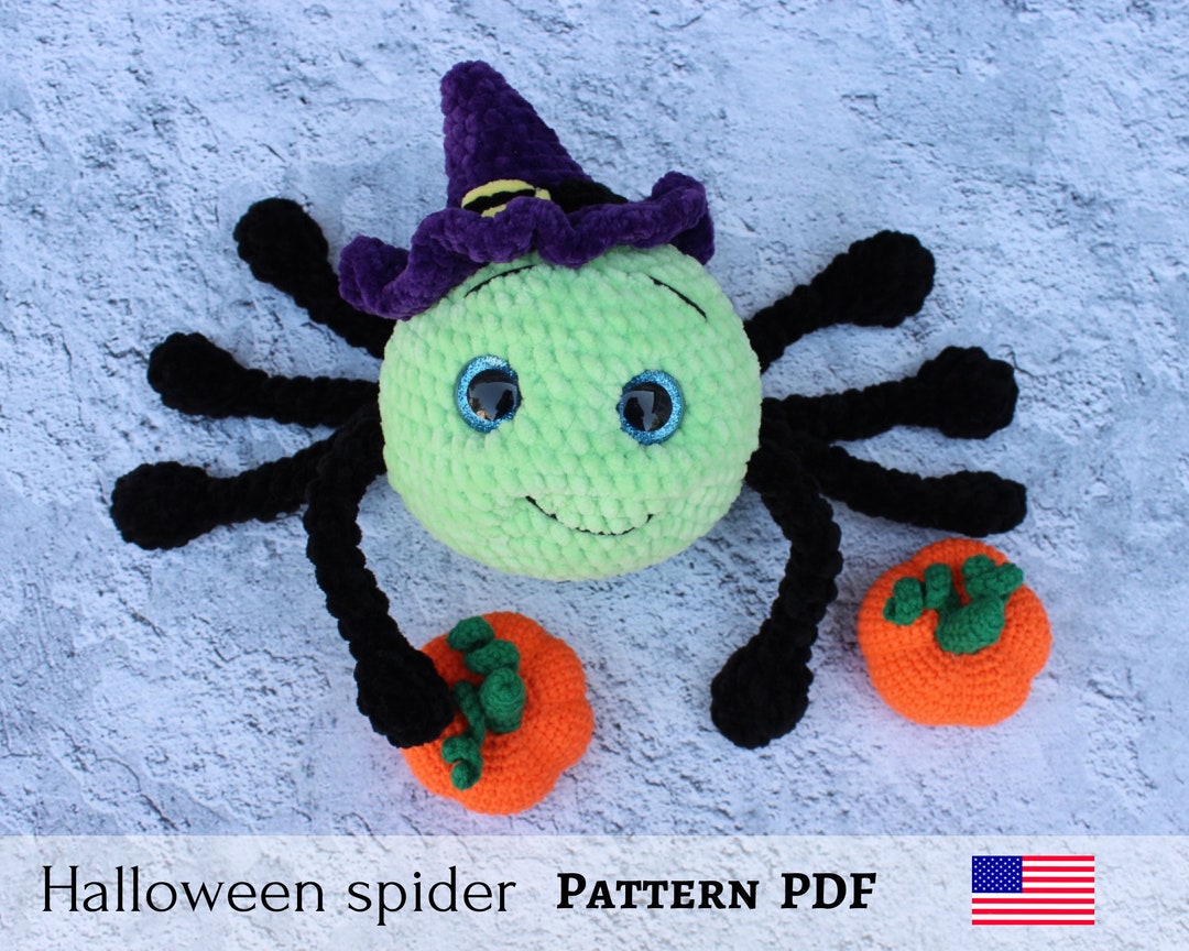 Halloween Spider Pattern, Plush Crochet Spider Toy, Crochet Spider ...