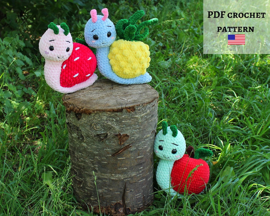 Fruity Snail Pattern, Plush Snail Toy, Funny Toy, Funny Crochet Pattern ...