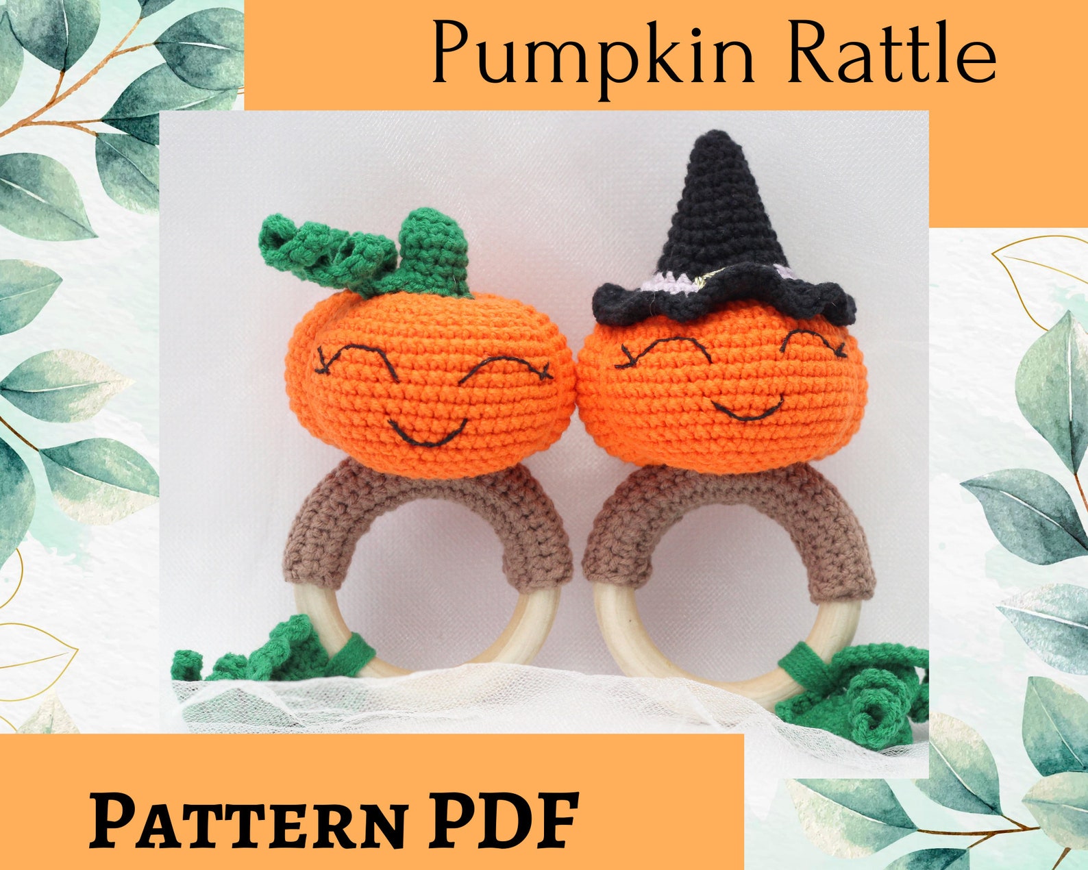 Crochet pumpkin rattle pattern amigurumi pumpkin rattle | Etsy