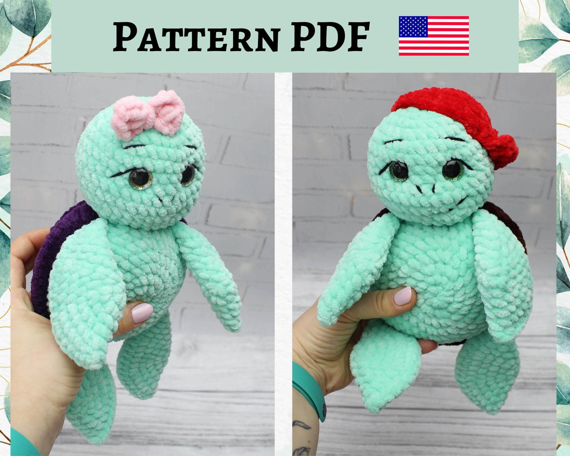 Crochet Turtle Pattern, Crochet Amigurumi Pattern, PDF Tutorial ...