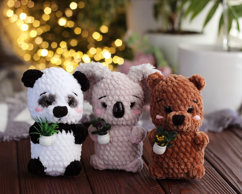 Mini Bear Plush Toy, 13 Cm Stuffed Animal, Grizzly Panda Koala, Cute ...