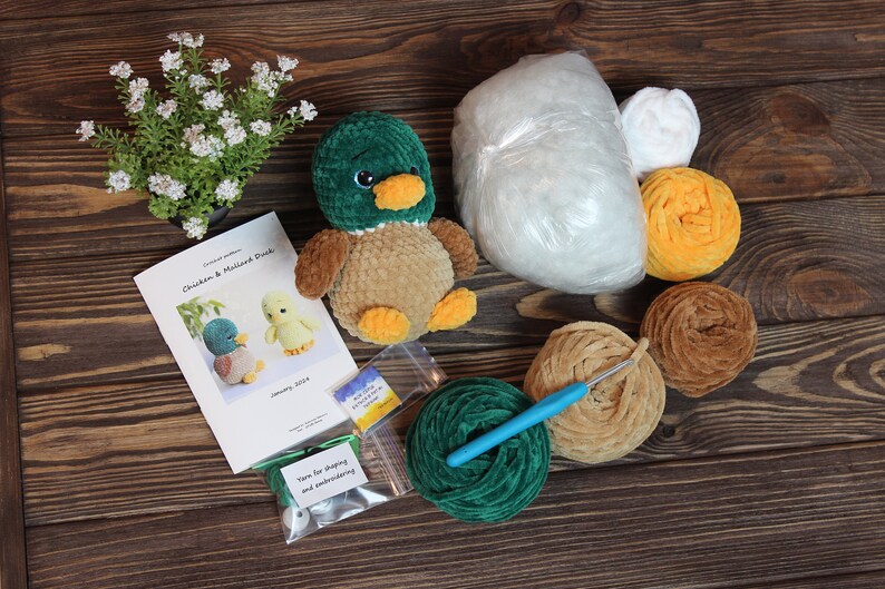 Duck Crochet Kit. Crochet Kit for Beginners. Mallard Plush Toy. Crochet ...