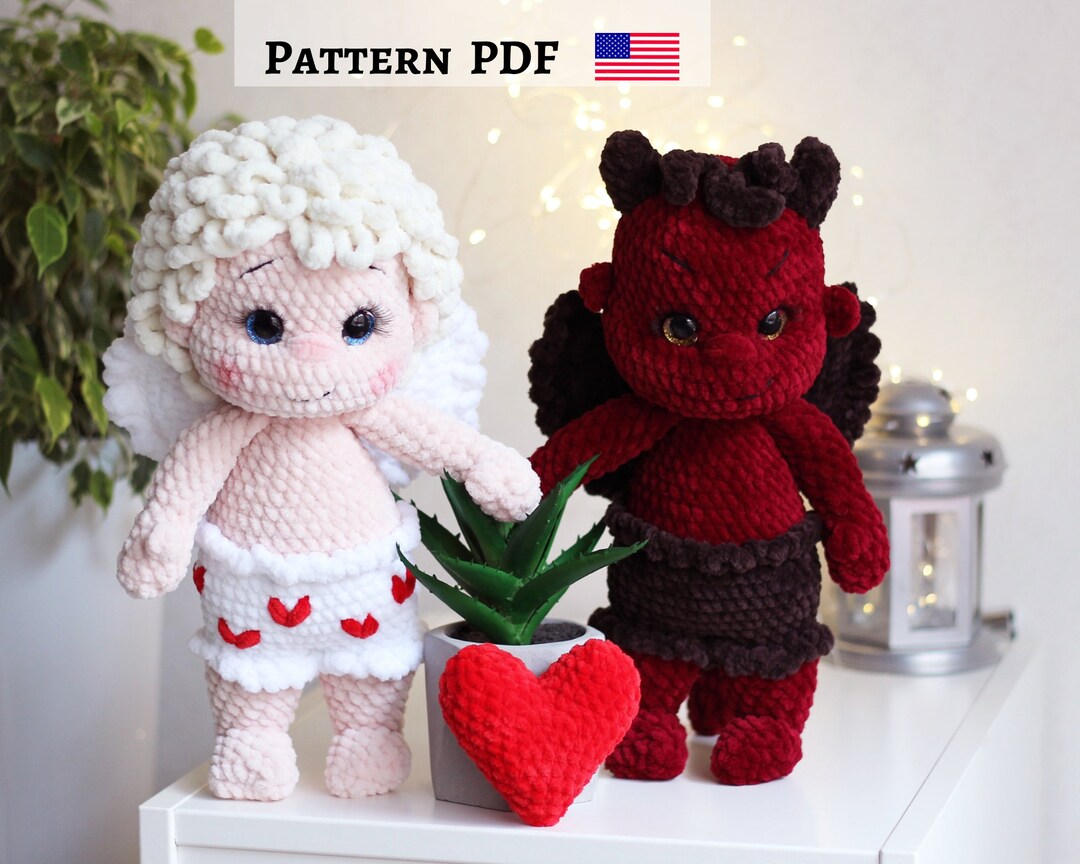 Valentine’s Day Crochet Pattern. Crochet Cupid Angel. Crochet Devil Boy ...