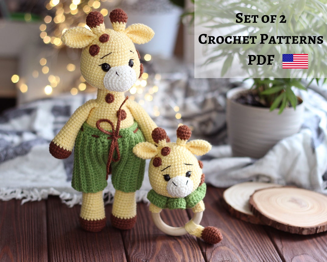 Set of 2 Crochet Patterns. Crochet Giraffe Toy Pattern. Crochet Giraffe ...