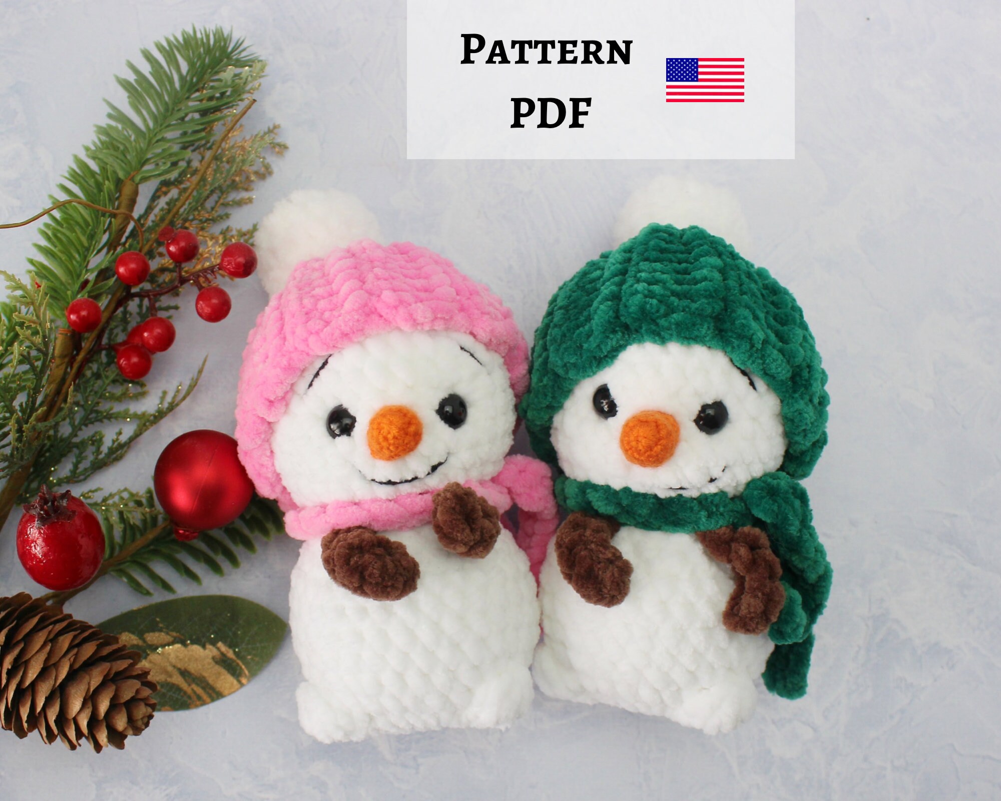 Crochet Plush Snowman Pattern DIY Christmas Gift Easy - Etsy