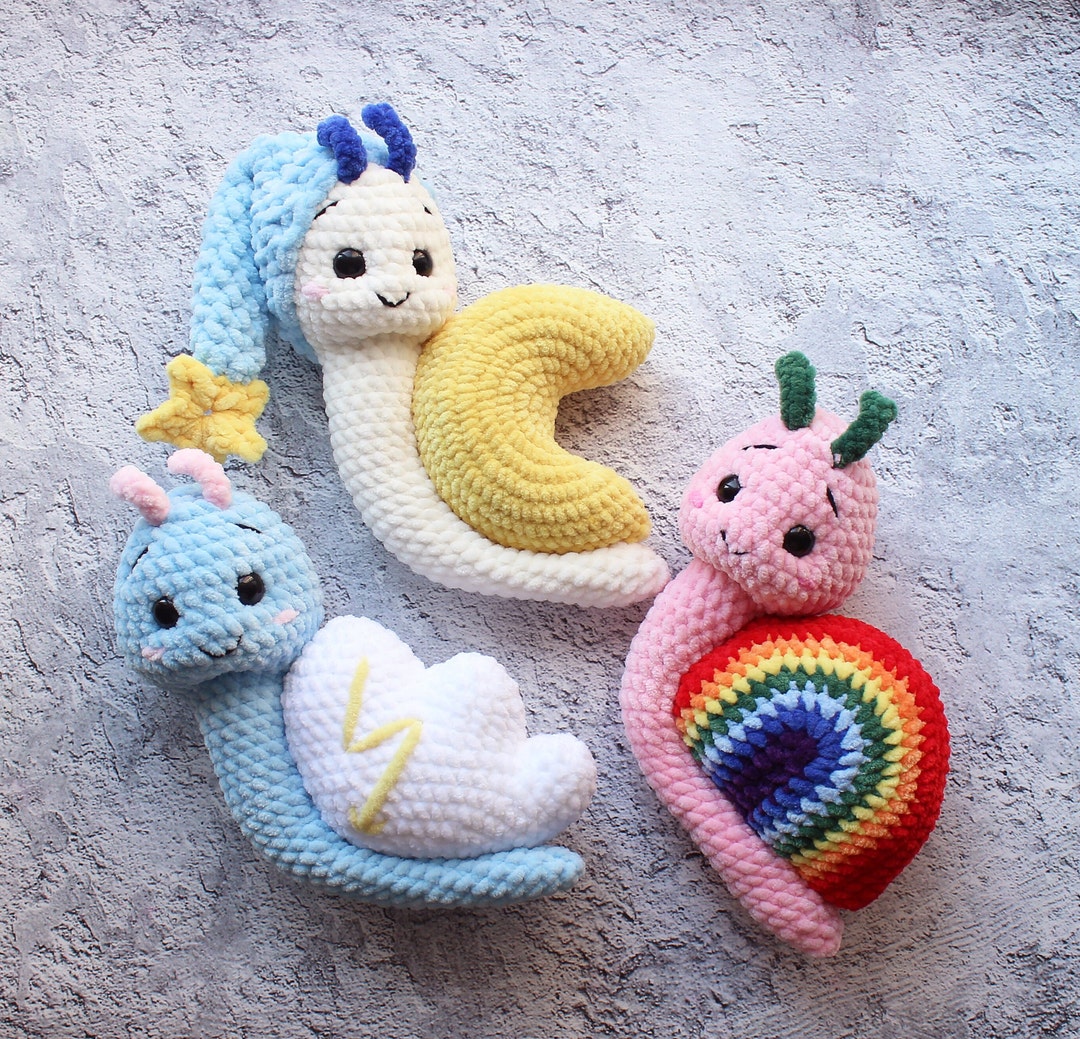 Cute Crochet Snail Toy, Rainbow Snail, Gift for Him, Gift for Her ...