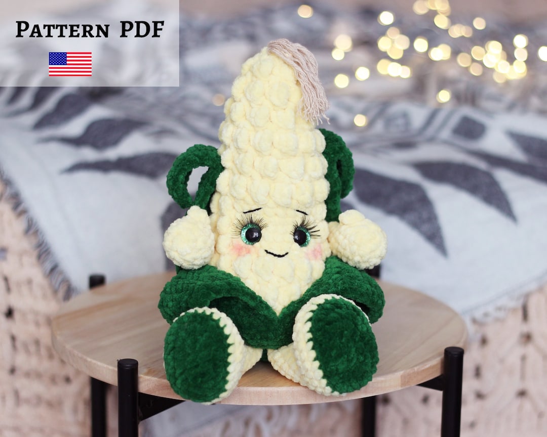 Crochet Corn Pattern, Crochet Plushie Pattern Kawaii, Amigurumi Corn ...