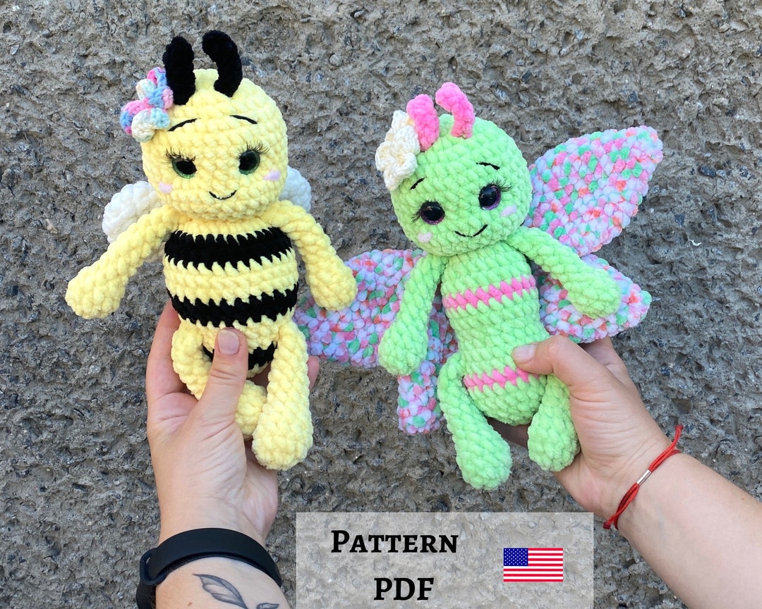 2in1 Crochet Pattern. Crochet Bee Pattern. Crochet Butterfly Pattern ...