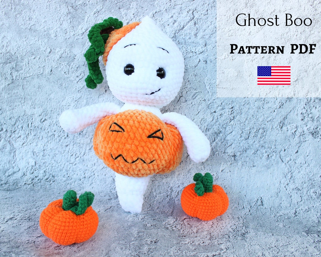 Crochet Ghost Pattern, Ghost With Pumpkin, Halloween Crochet, Halloween ...