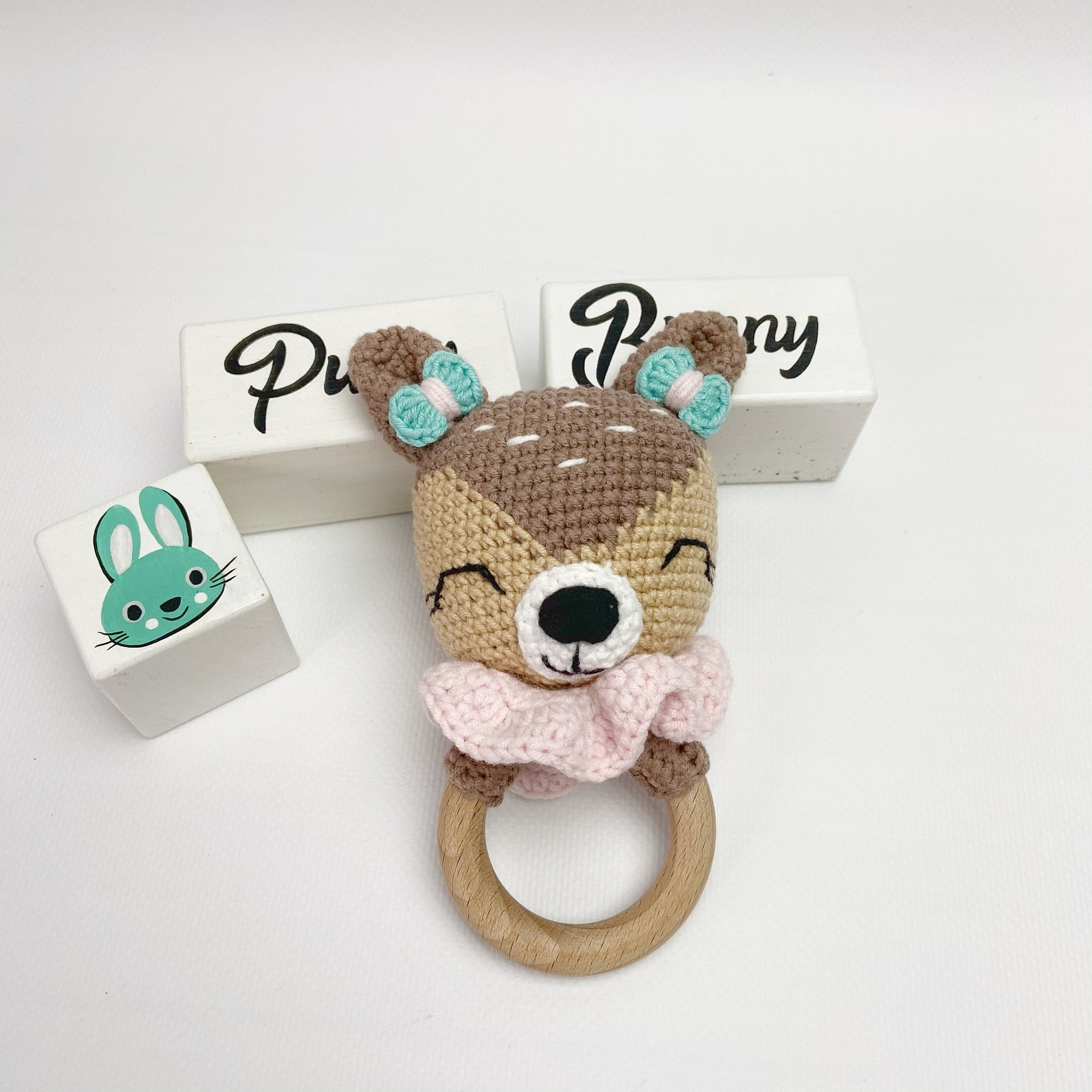 Newborn Baby Set Crochet Deer in Dress Toy and Deer Rattle - Etsy