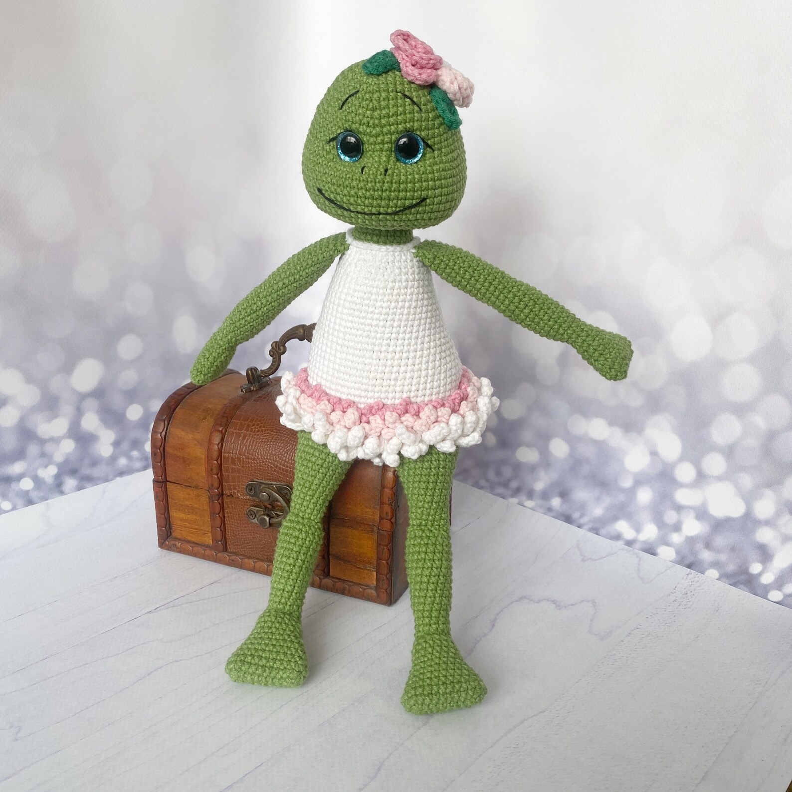 Crochet Frog Pattern, DIY Stuffed Frog, Frog in Dress Toy, Amigurumi ...