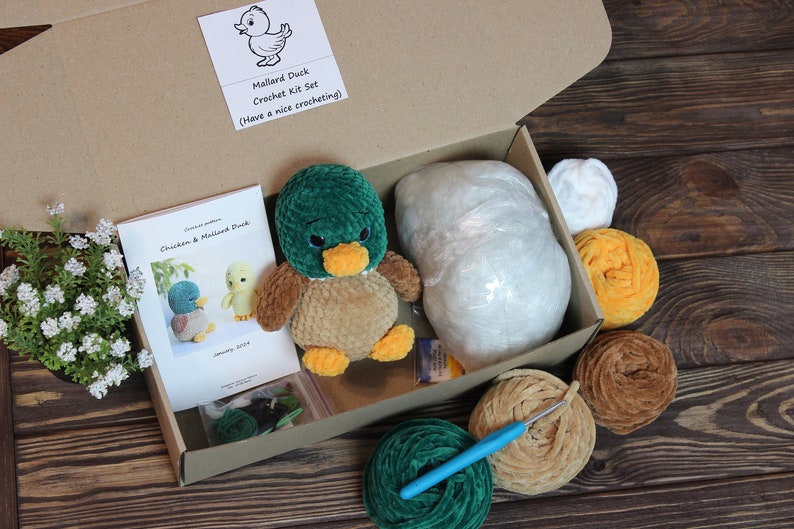 Duck Crochet Kit. Crochet Kit for Beginners. Mallard Plush Toy. Crochet ...