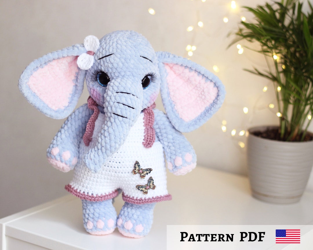 Elephant Crochet Pattern, Amigurumi Elephant, Easy Crochet Pattern ...