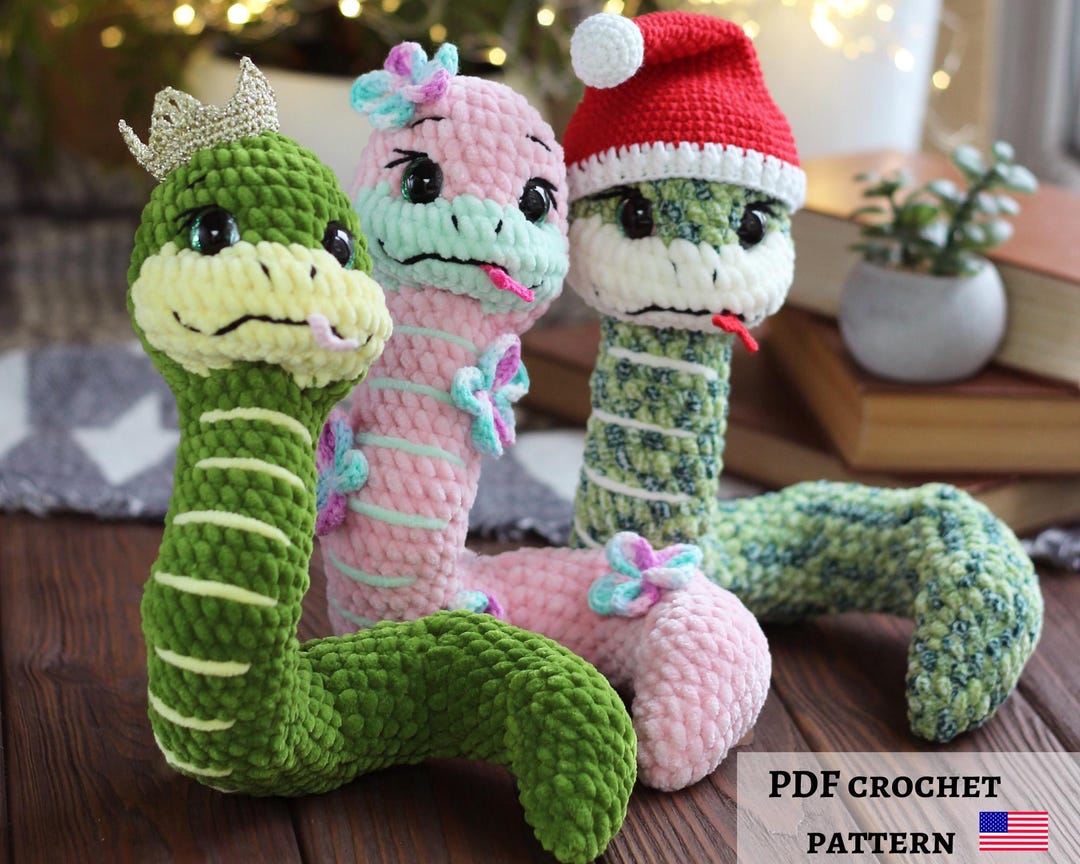 Frameless Snake Crochet Pattern. Amigurumi Snake. Snake Plush Pattern ...