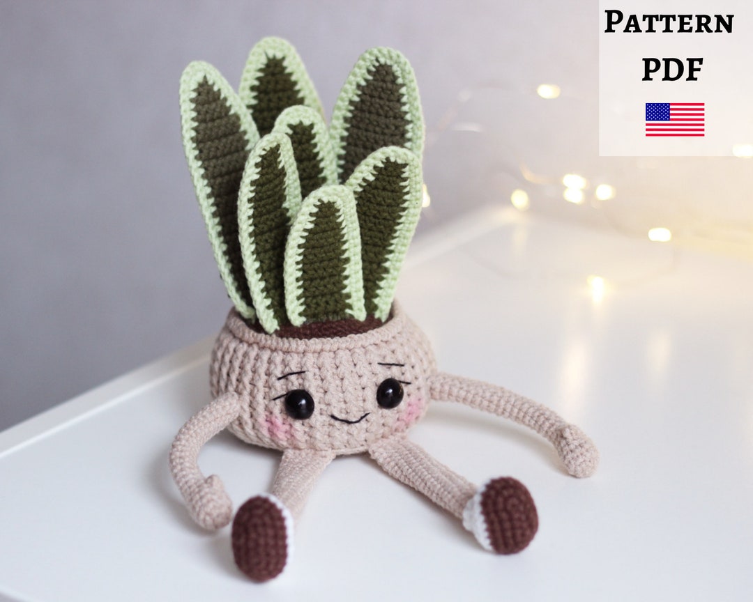 Crochet Snake Plant Pattern, Smiling Plant Pot, Succulent Crochet ...