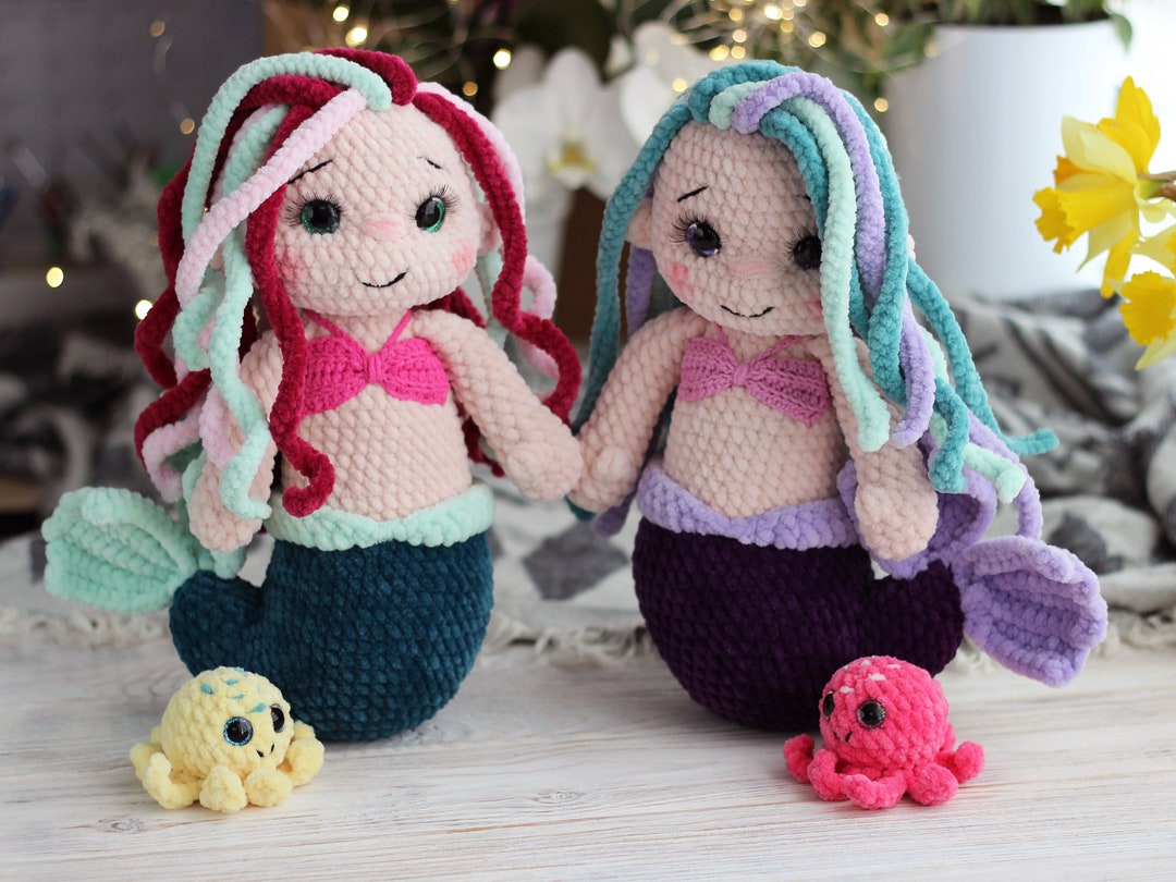 Mermaid Plush Doll, Mermaid With Little Octopus, Mermaid Gift for Baby ...